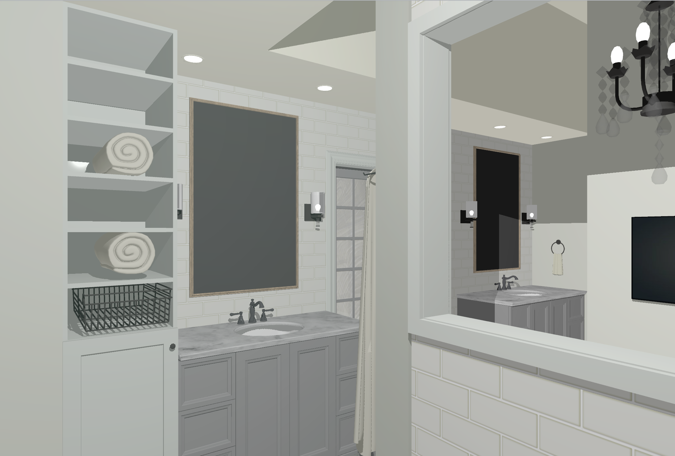 V1 – grey vanity w. storage cabinet | Beginning in the Middle